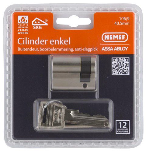 Nemef 106/9 NF2 Veiligheids halve cilinder SKG®** sterren - Slotenboer